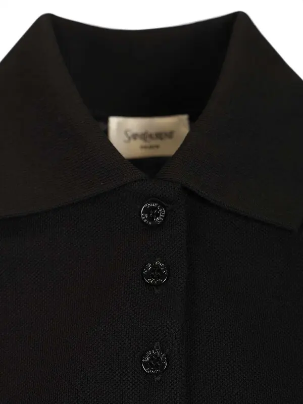 Saint Laurent Cassandre Sleeveless Polo Shirt - Black