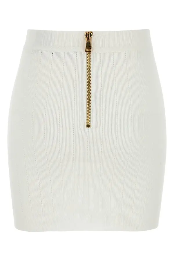 Balmain Ribbed Knit Button-front Mini Skirt - Multicolor