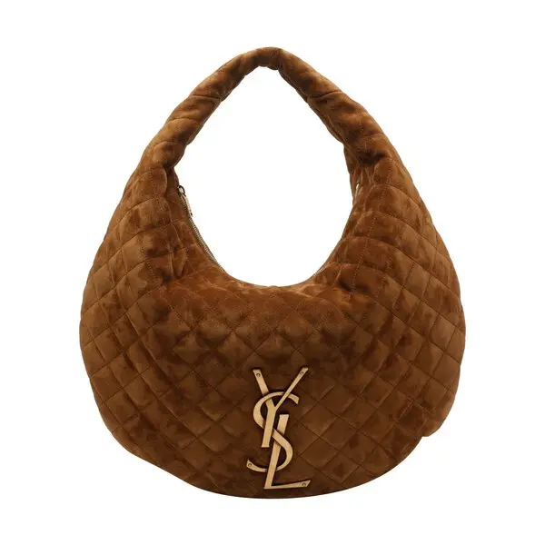 Saint Laurent Icare Quilted Suede Hobo Bag - Brown