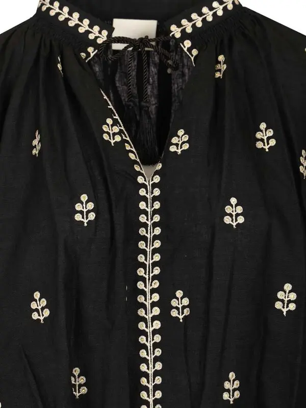 Isabel Marant Étoile Rodis Embroidered Tussar Silk Blouse - Black