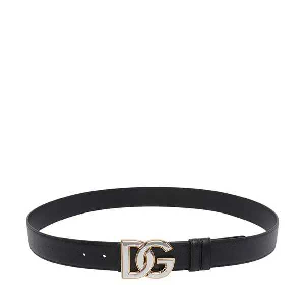 Dolce & Gabbana Reversible Dg Logo Belt - Black