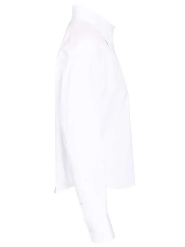 Celine Short Cotton Poplin Shirt With Triomphe Embroidery