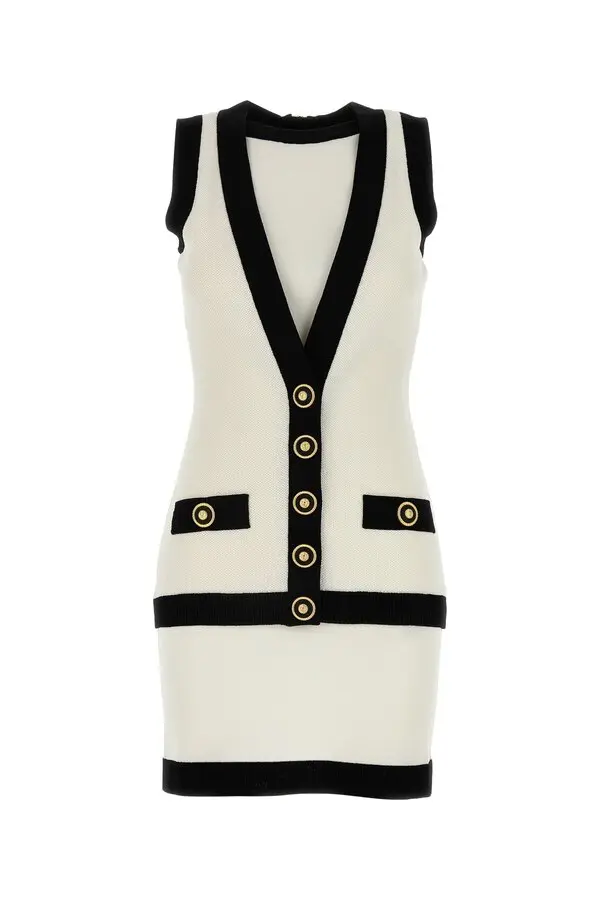 Balmain Knit Dress With Gold Tone Buttons