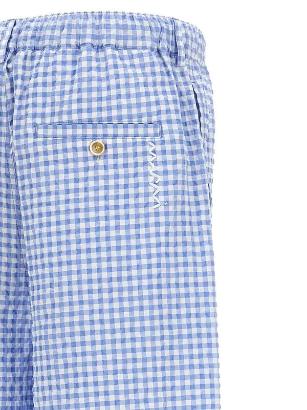 Marni Gingham Checks Cotton Blend Bermuda Shorts