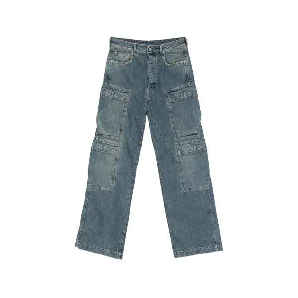 Rick Owens Indigo Cotton Cargo Jeans - Blue