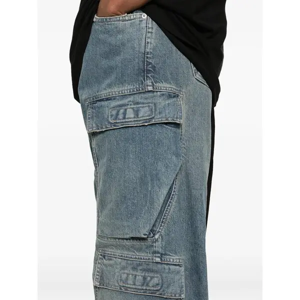 Rick Owens Indigo Cotton Cargo Jeans - Blue