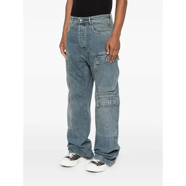 Rick Owens Indigo Cotton Cargo Jeans - Blue