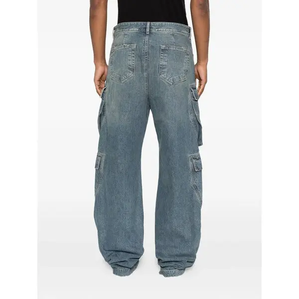 Rick Owens Indigo Cotton Cargo Jeans - Blue