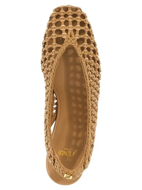 Fendi Braided Leather Slingback Heels