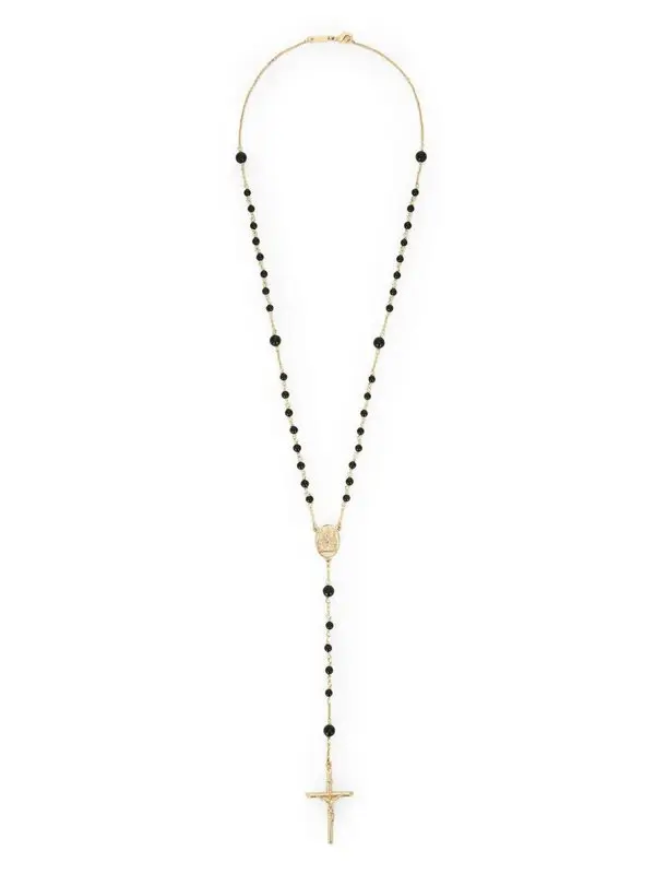 Dolce & Gabbana Brass Rosary Necklace With Cross Pendant - Silver