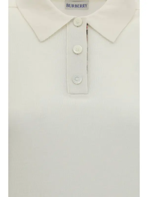 Burberry Wool Polo With Knitted Check Placket