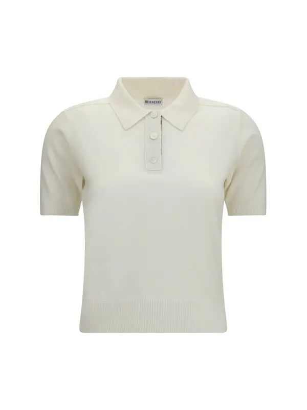 Burberry Wool Polo With Knitted Check Placket