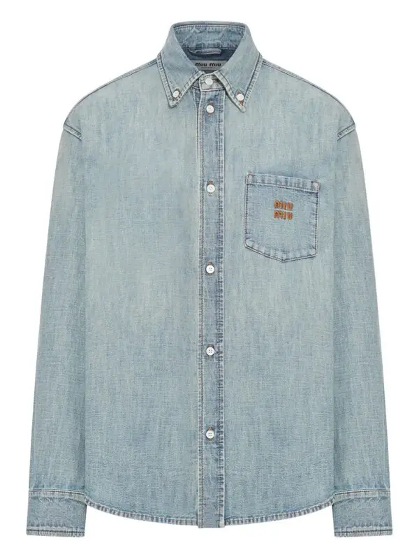 Miu Miu Chambray Denim Shirt - Blue