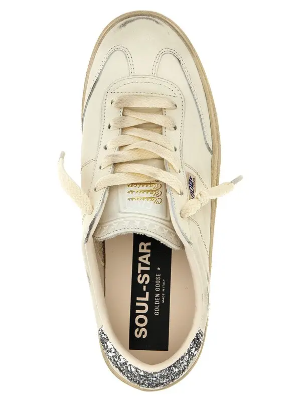 GOLDEN GOOSE Soul Star Leather Sneakers With Glitter Heel