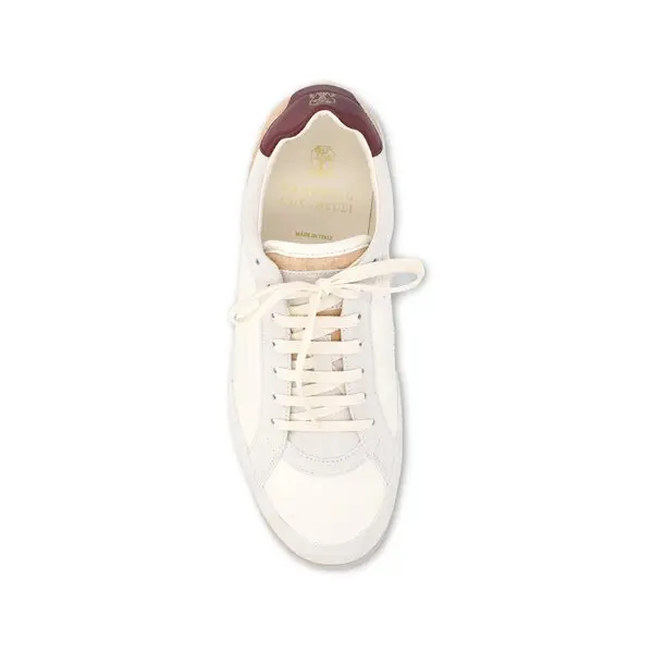 Brunello Cucinelli Low Top Sneakers With Color Block Panels - Cream