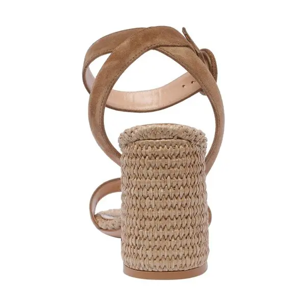 GIANVITO ROSSI Luana Suede And Woven Block Heel Sandals - Brown