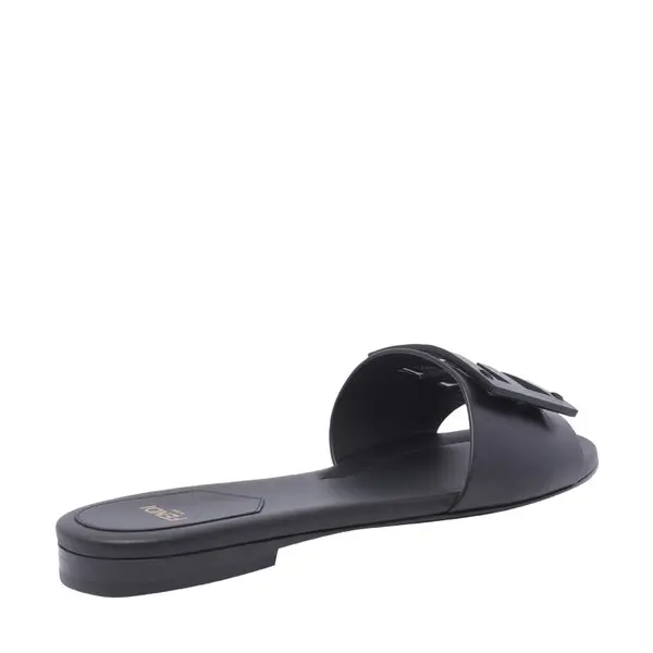 Fendi Baguette Slide Sandals - Black