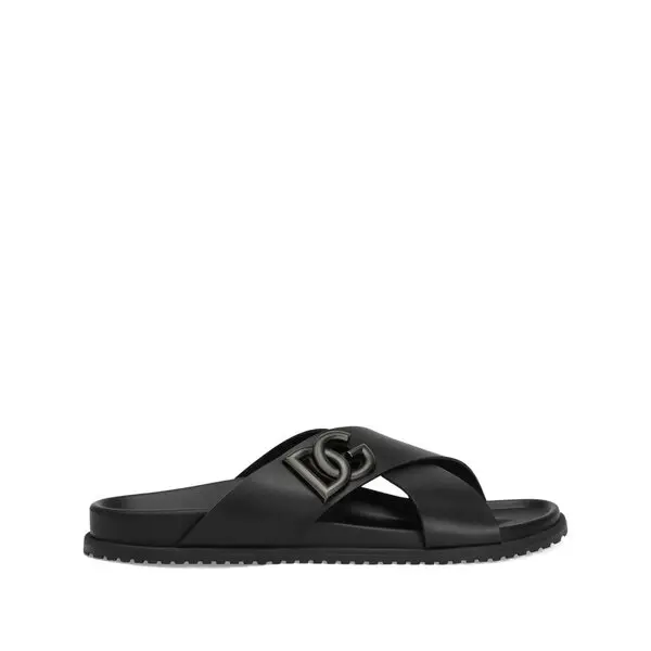 Dolce & Gabbana Calfskin Crossover Strap Sandals