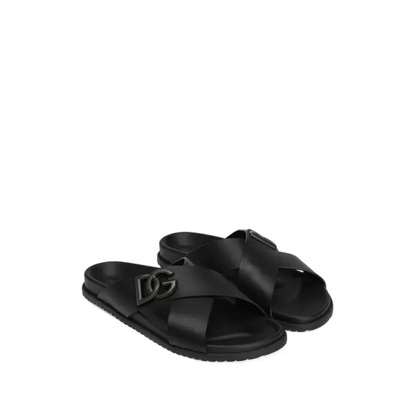 Dolce & Gabbana Calfskin Crossover Strap Sandals