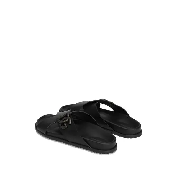 Dolce & Gabbana Calfskin Crossover Strap Sandals