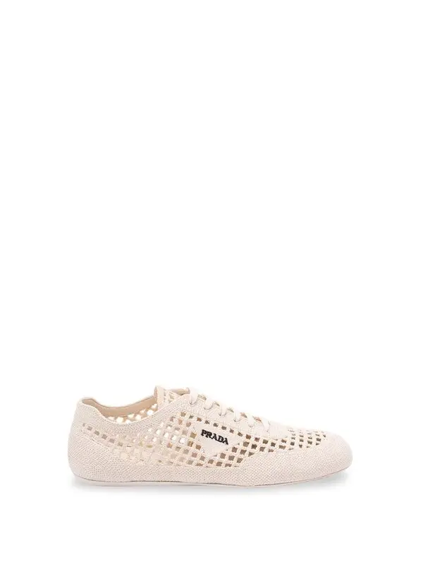 Prada Cotton Crochet Lace-up Sneakers - Multicolor