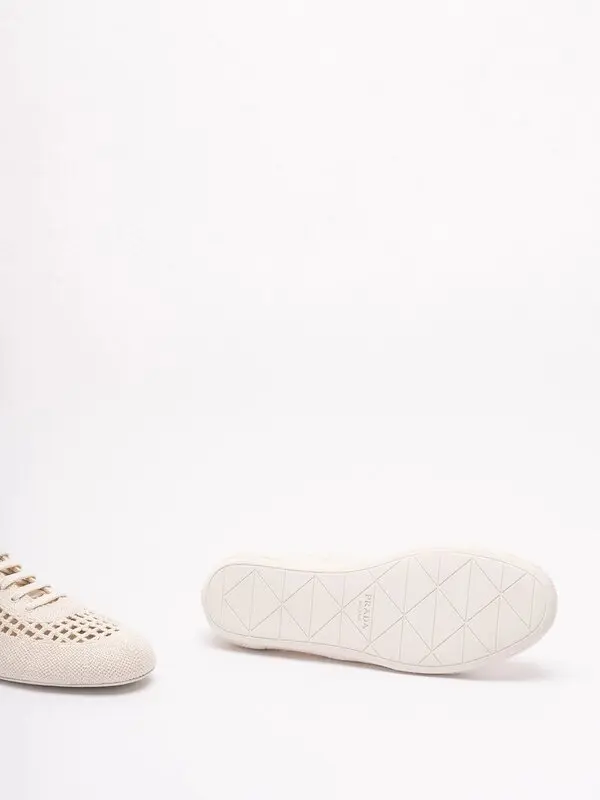 Prada Cotton Crochet Lace-up Sneakers - Multicolor