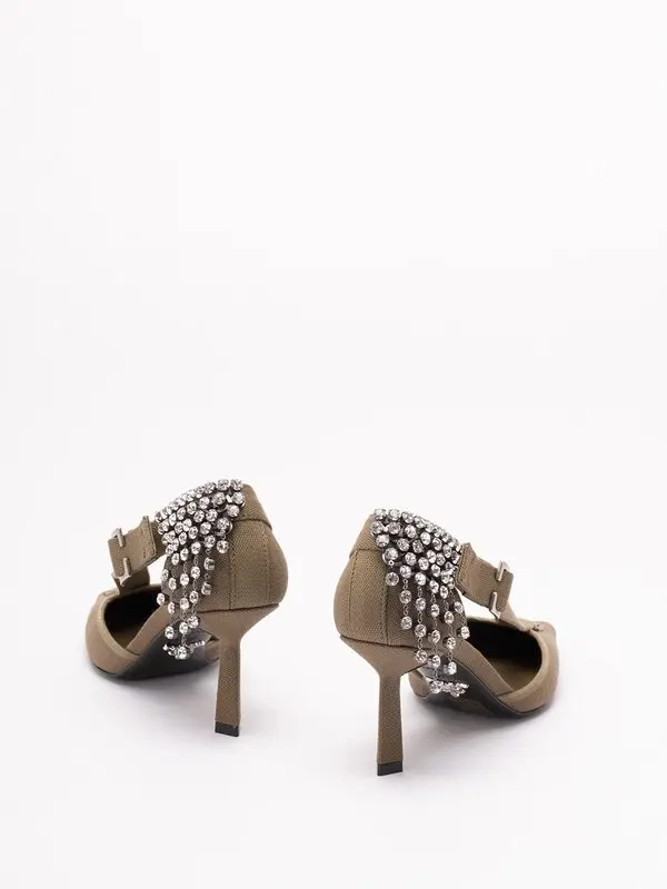 Prada Cotton Pumps With Embellished Heel