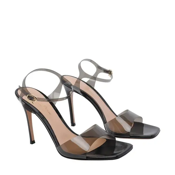GIANVITO ROSSI Transparent Stiletto Heel Sandals With Ankle Strap - Gray
