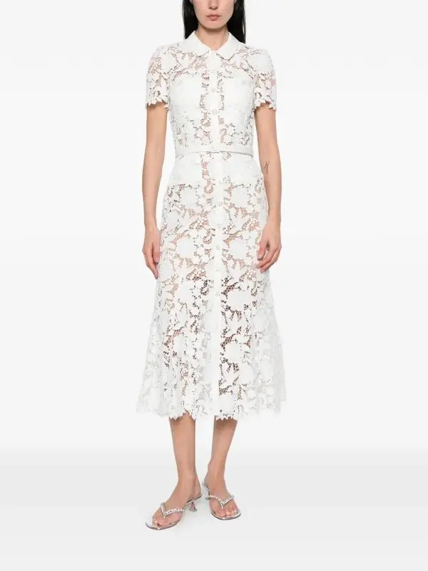 SELF-PORTRAIT Lace Collared Midi Dress - Multicolor
