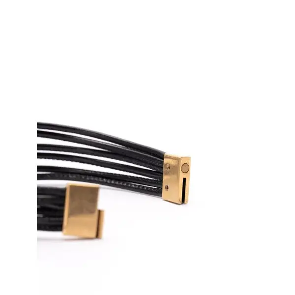 Saint Laurent Lambskin Logo Engraved Bracelet - Black
