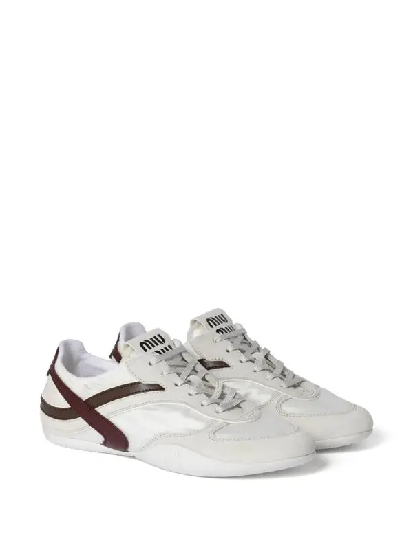 Miu Miu Gymnasium Technical Fabric And Suede Lace-up Sneakers - White
