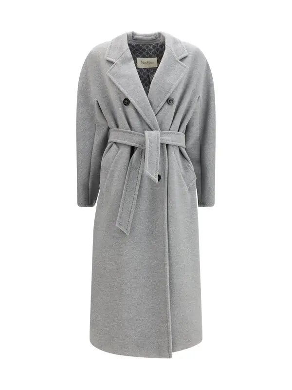 Max Mara Madame Wool Cashmere Double Breasted Coat - Gray
