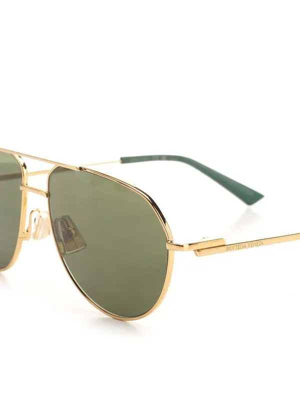 Bottega Veneta Aviator Sunglasses In Golden Metal - Gold