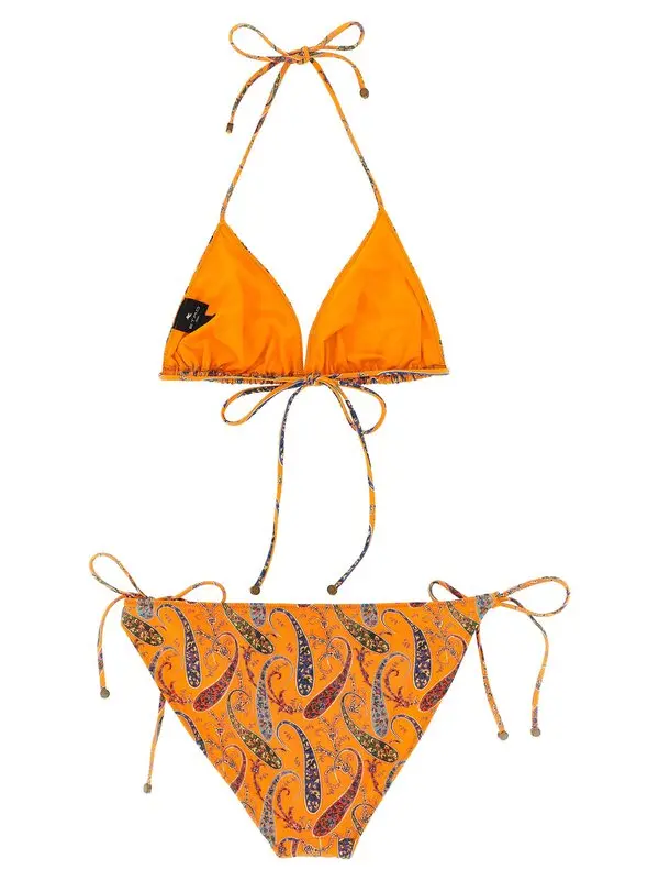 Etro Paisley Print Triangle Bikini - Orange