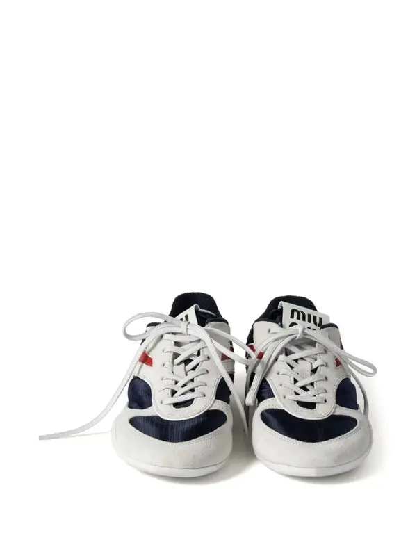 Miu Miu Gymnasium Technical Fabric And Suede Lace-up Sneakers - Blue