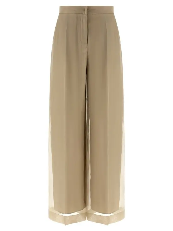 Max Mara Silk Organza Wide Leg Pants - Cream