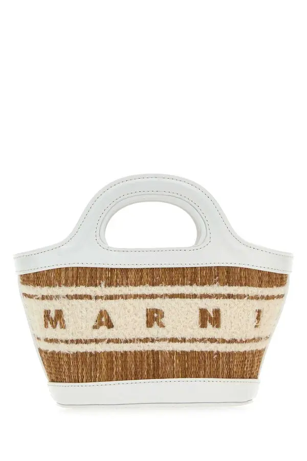 Marni Two-tone Raffia And Leather Micro Tropicalia Summer Handbag - Multicolor