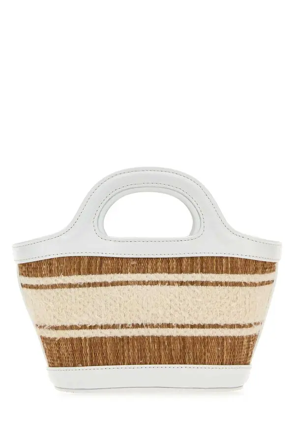 Marni Two-tone Raffia And Leather Micro Tropicalia Summer Handbag - Multicolor