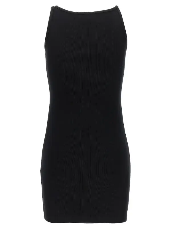 Off-White Off Stamp" Ribbed Stretch Cotton Dress - Black