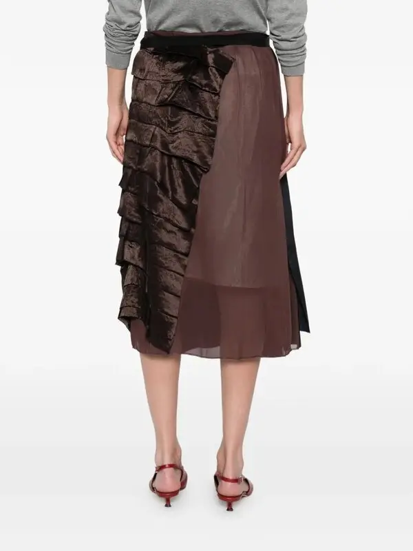 Prada Silk Skirt With Patchwork Construction And Ruffle Details