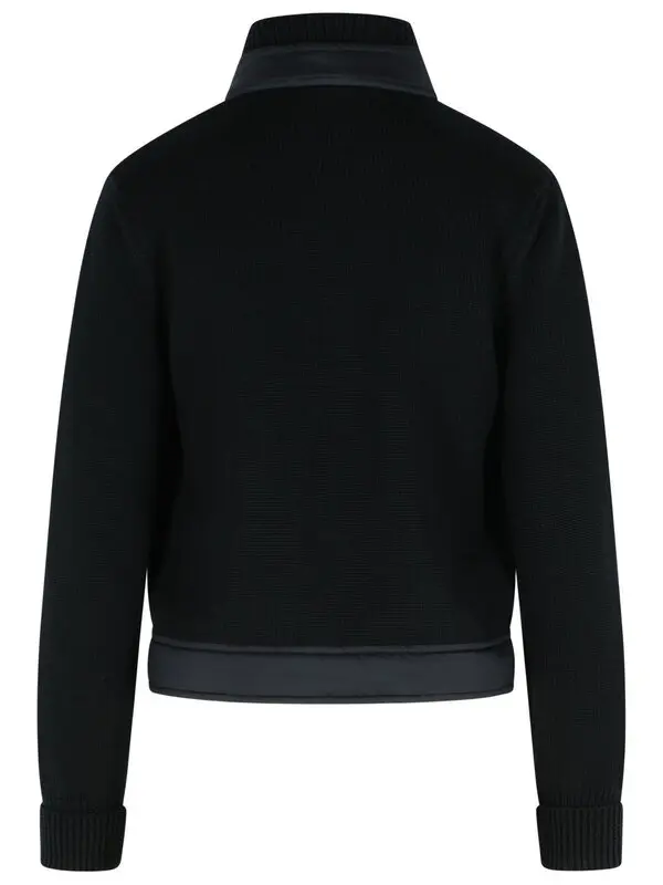 Moncler Virgin Wool Padded Cardigan - Black
