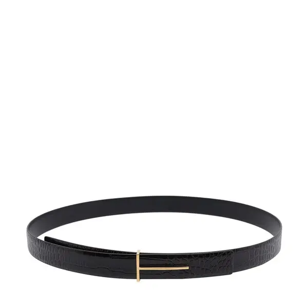 TOM FORD Crocodile Effect Leather Reversible Belt - Brown