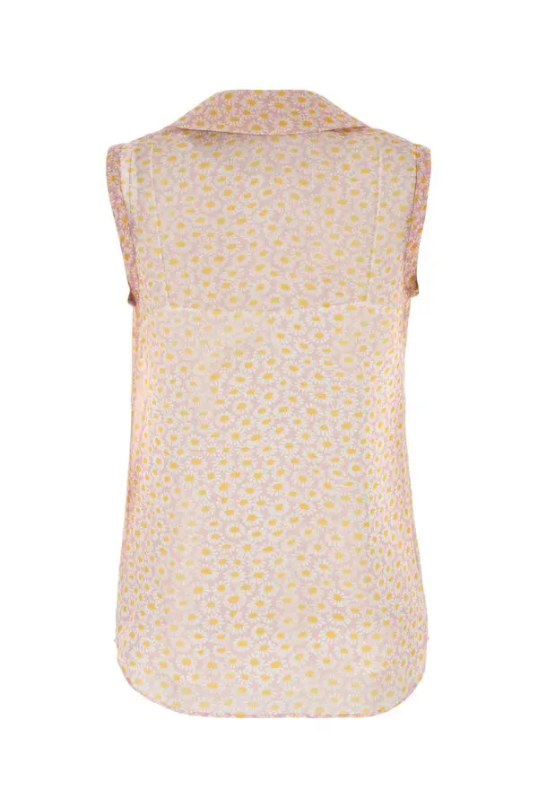 Gucci Sleeveless Printed Crepe Shirt