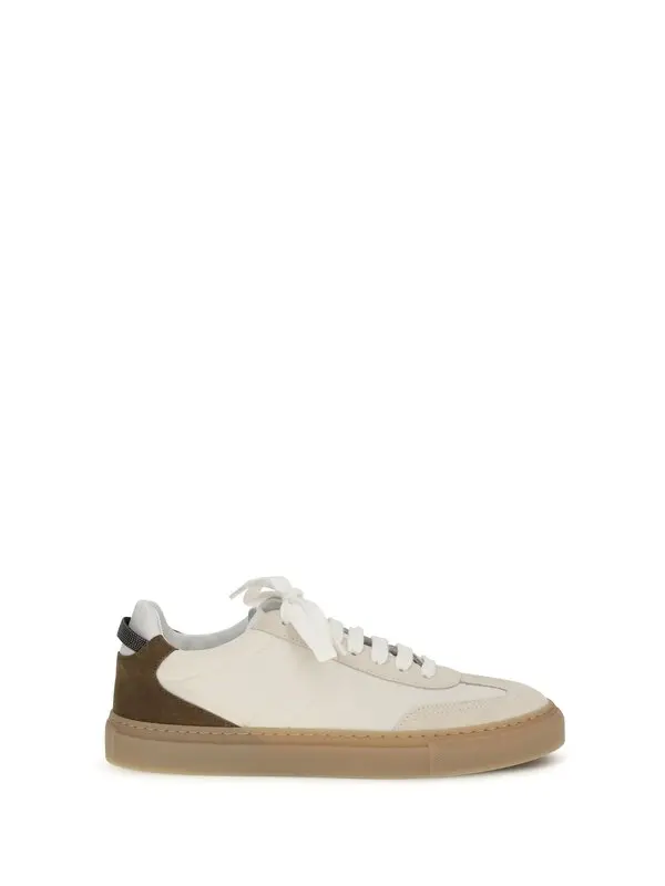 Brunello Cucinelli Suede And Leather Lace-up Sneakers - Multicolor