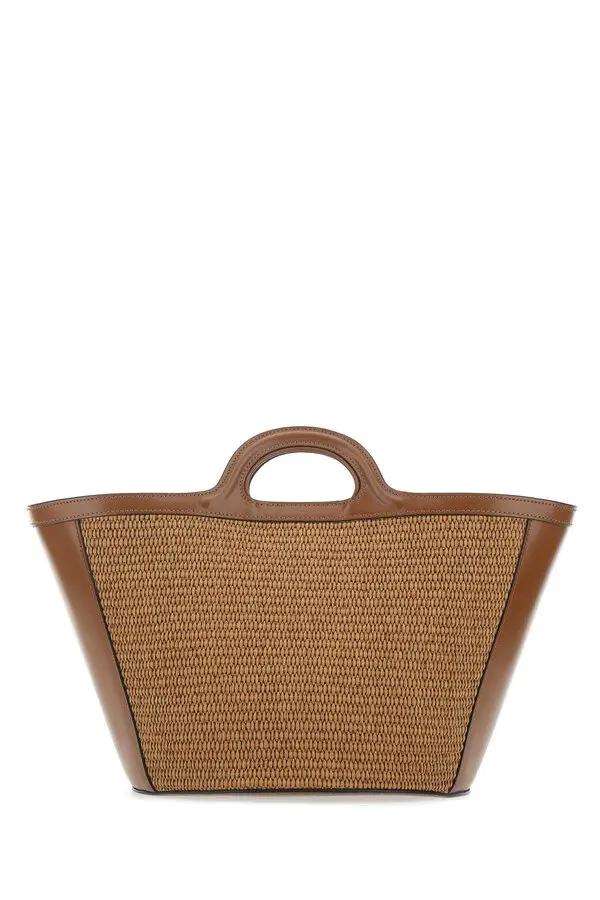 Marni Two-tone Leather And Raffia Tropicalia Summer Handbag - Multicolor