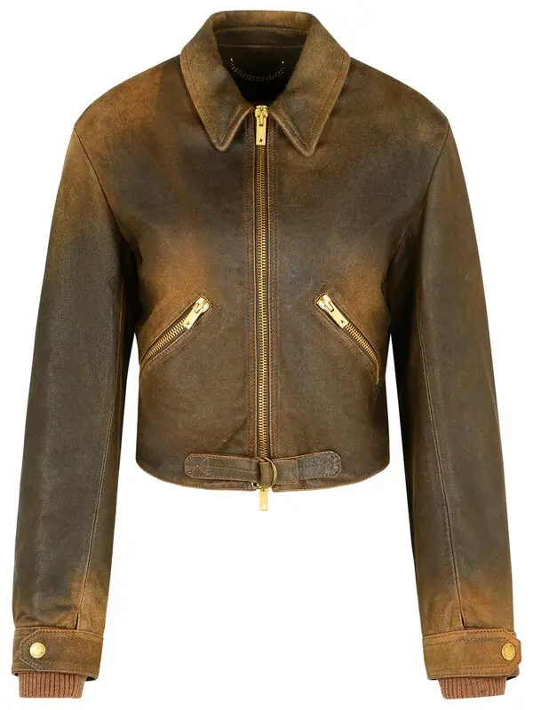 GOLDEN GOOSE Leather Jacket - Brown