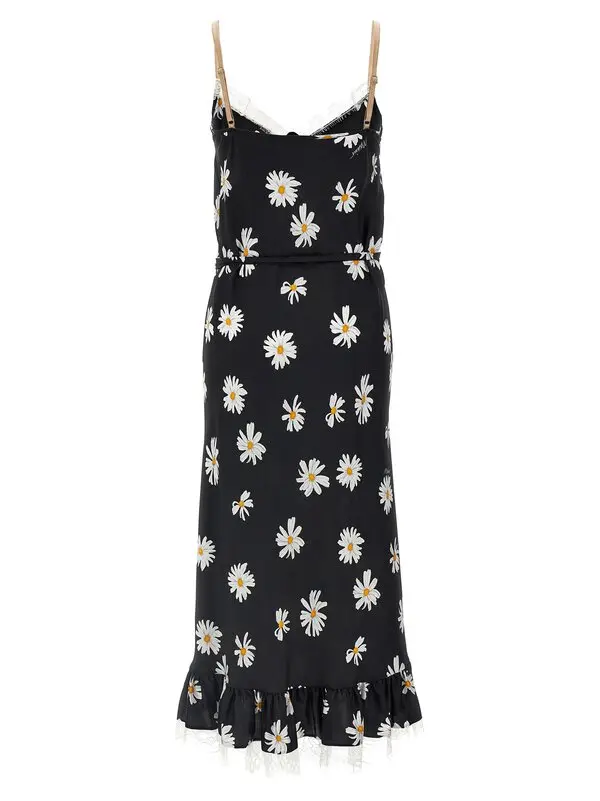 Moschino Silk Lingerie Dress With Daisy Print And Lace Trim