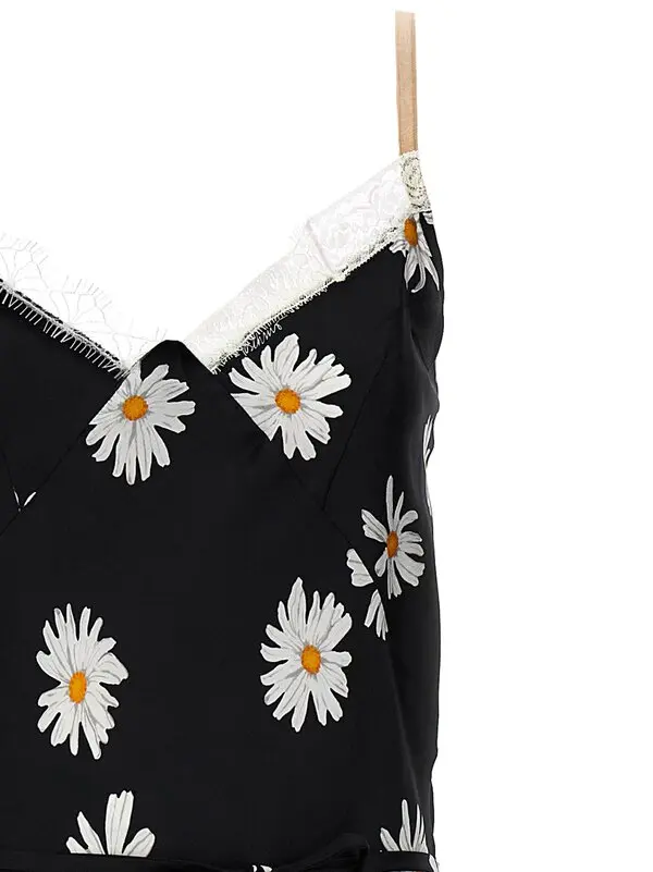 Moschino Silk Lingerie Dress With Daisy Print And Lace Trim