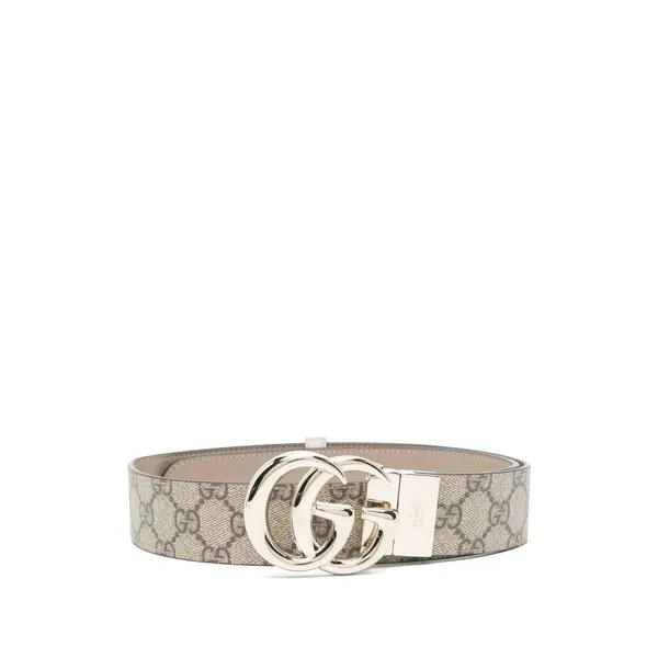 Gucci Gg Supreme Canvas Belt With Logo Buckle - Cream