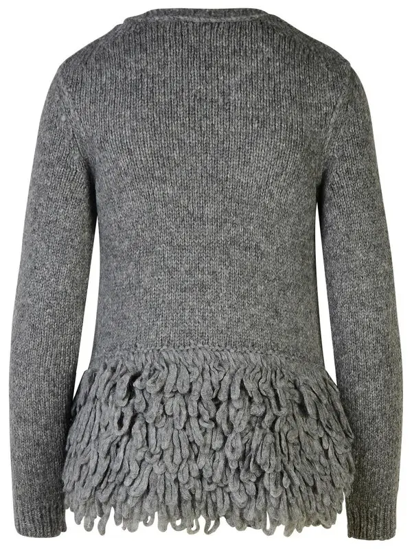 Stella McCartney Grey Alpaca Blend Sweater With Fringe Detail